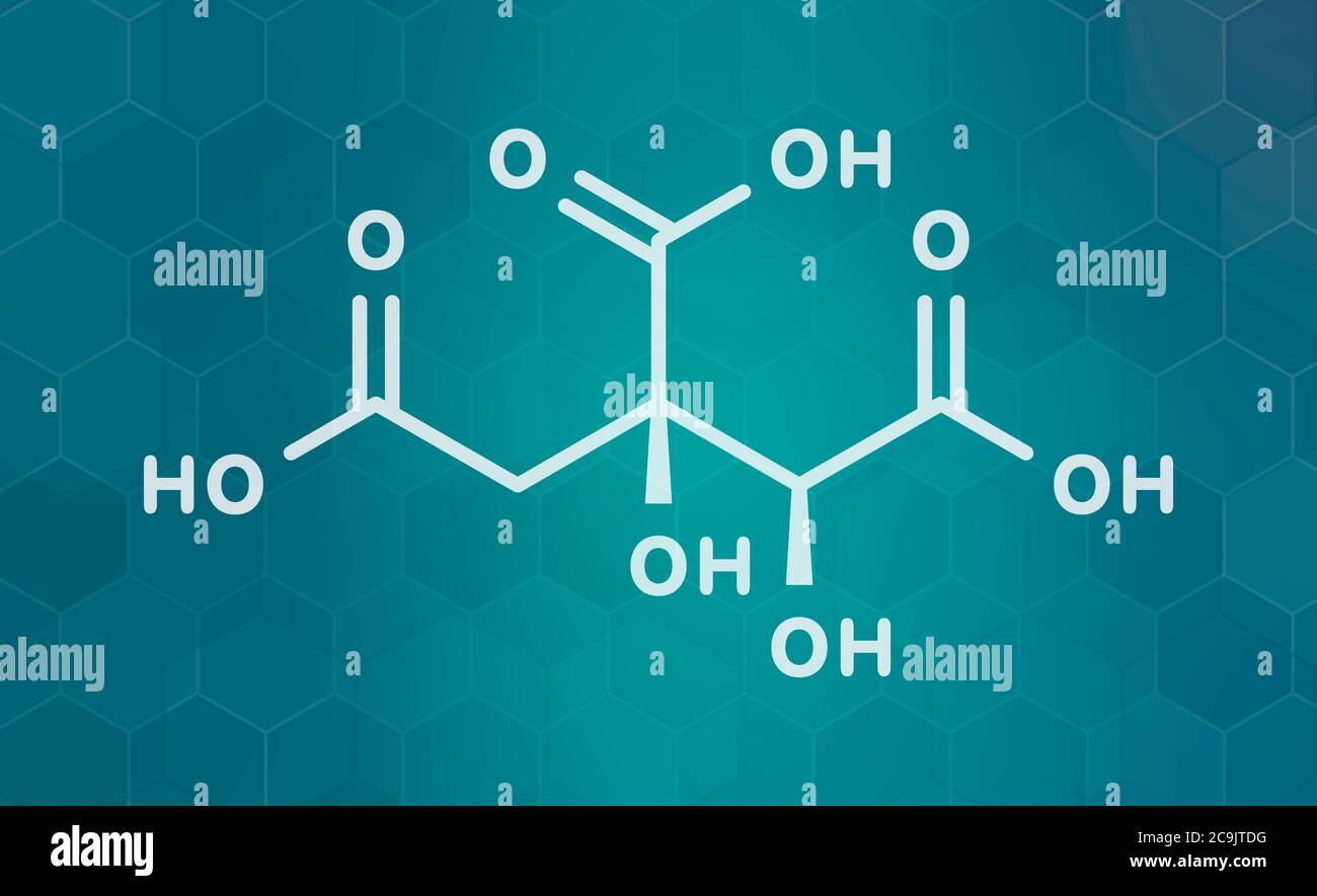 Hydroxycitric acid (HCA, hydroxycitrate) molecule. Used as weight loss ...