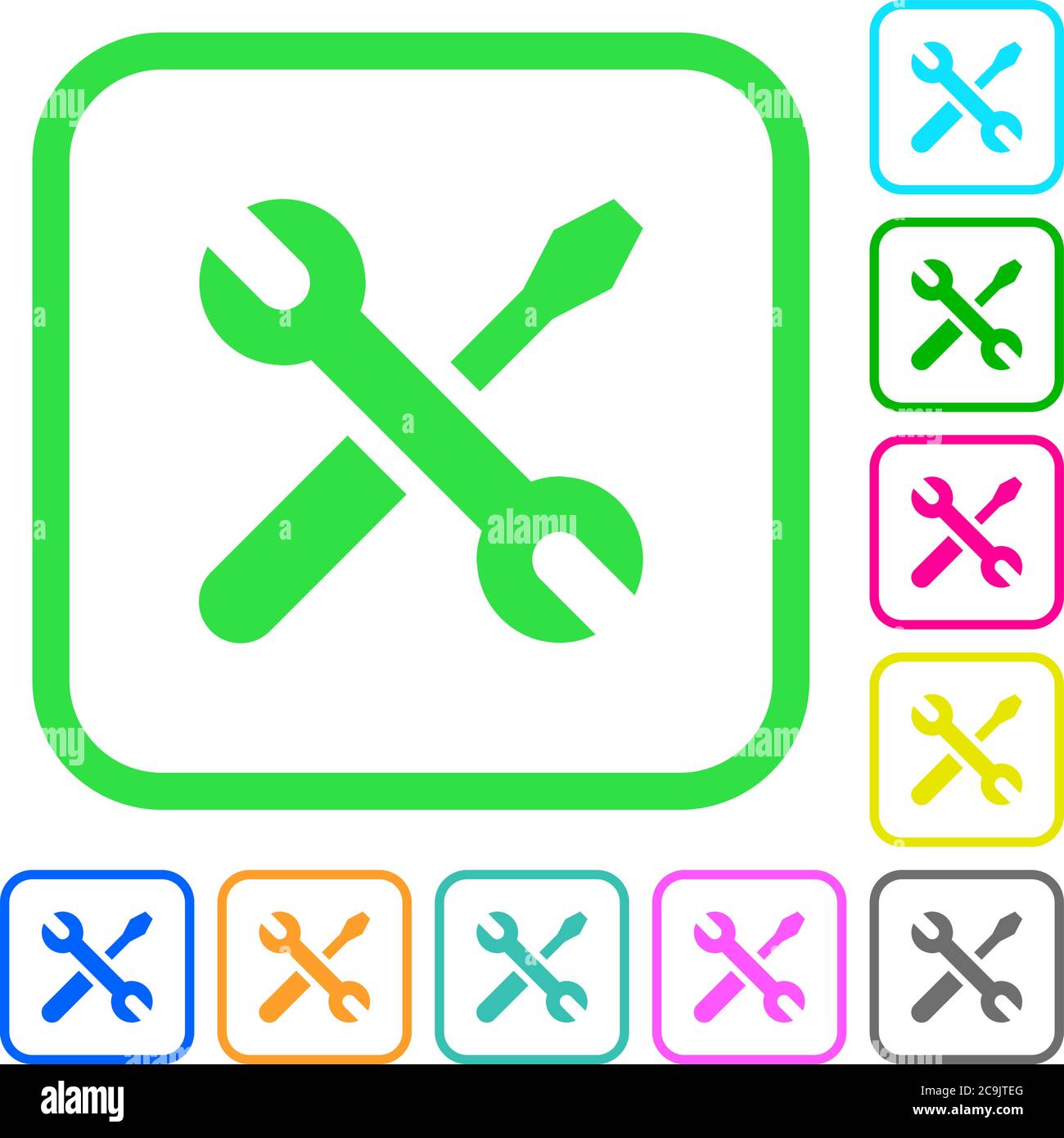 Maintenance vivid colored flat icons in curved borders on white ...