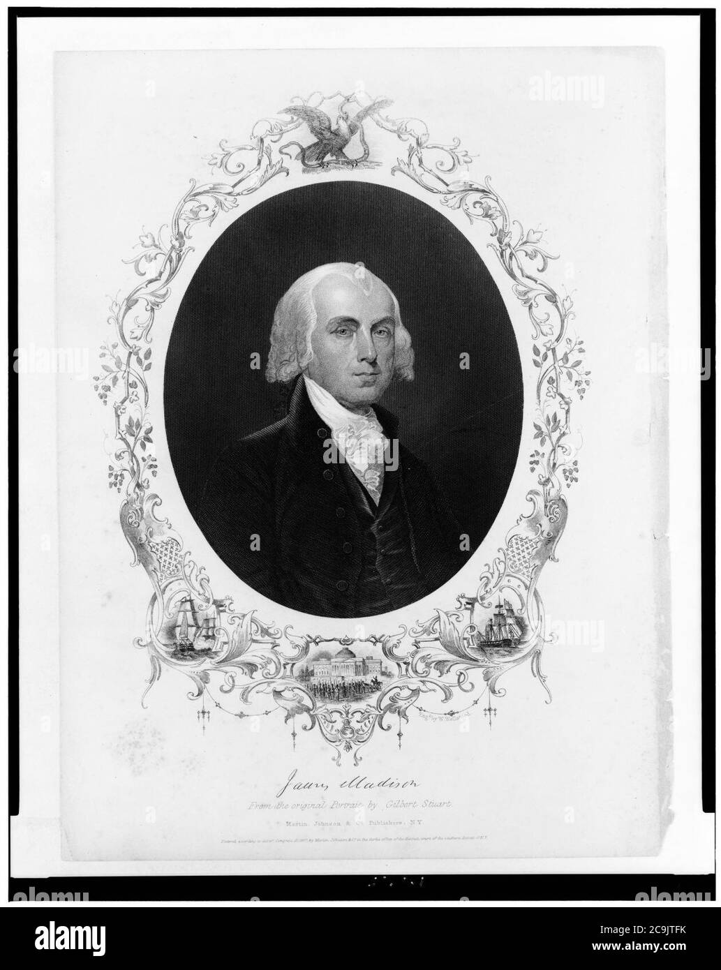 James Madison - from the original portrait by Gilbert Stuart Stock ...