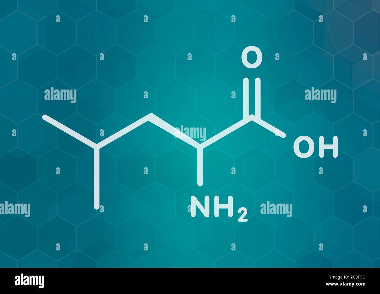 Leucine (l-leucine, Leu, L) amino acid molecule. White skeletal formula ...