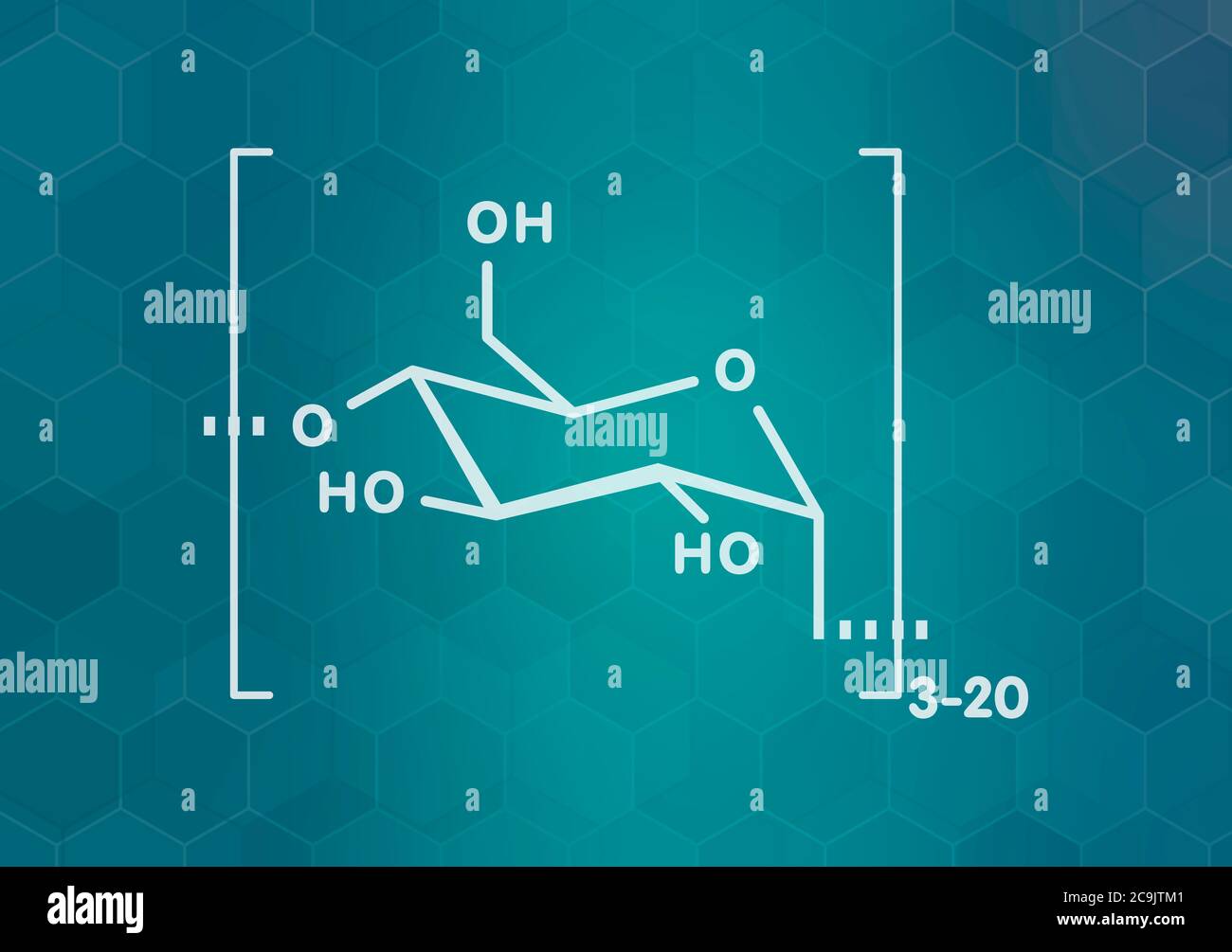 Maltodextrin food additive molecule. White skeletal formula on dark ...