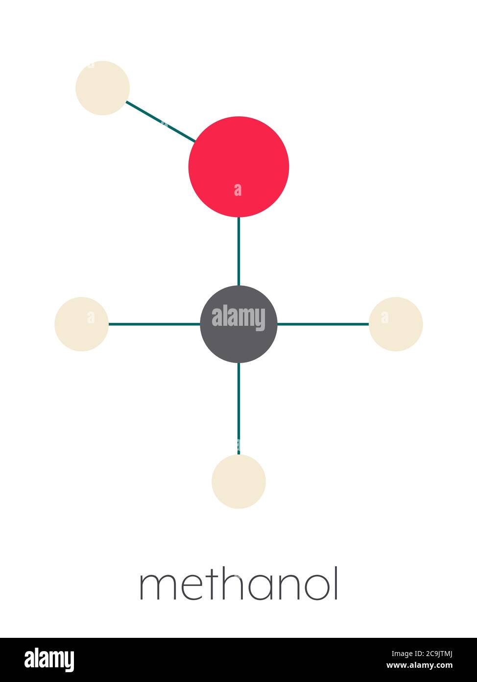 Methanol (methyl alcohol, MeOH) molecule. Highly toxic. Stylized ...