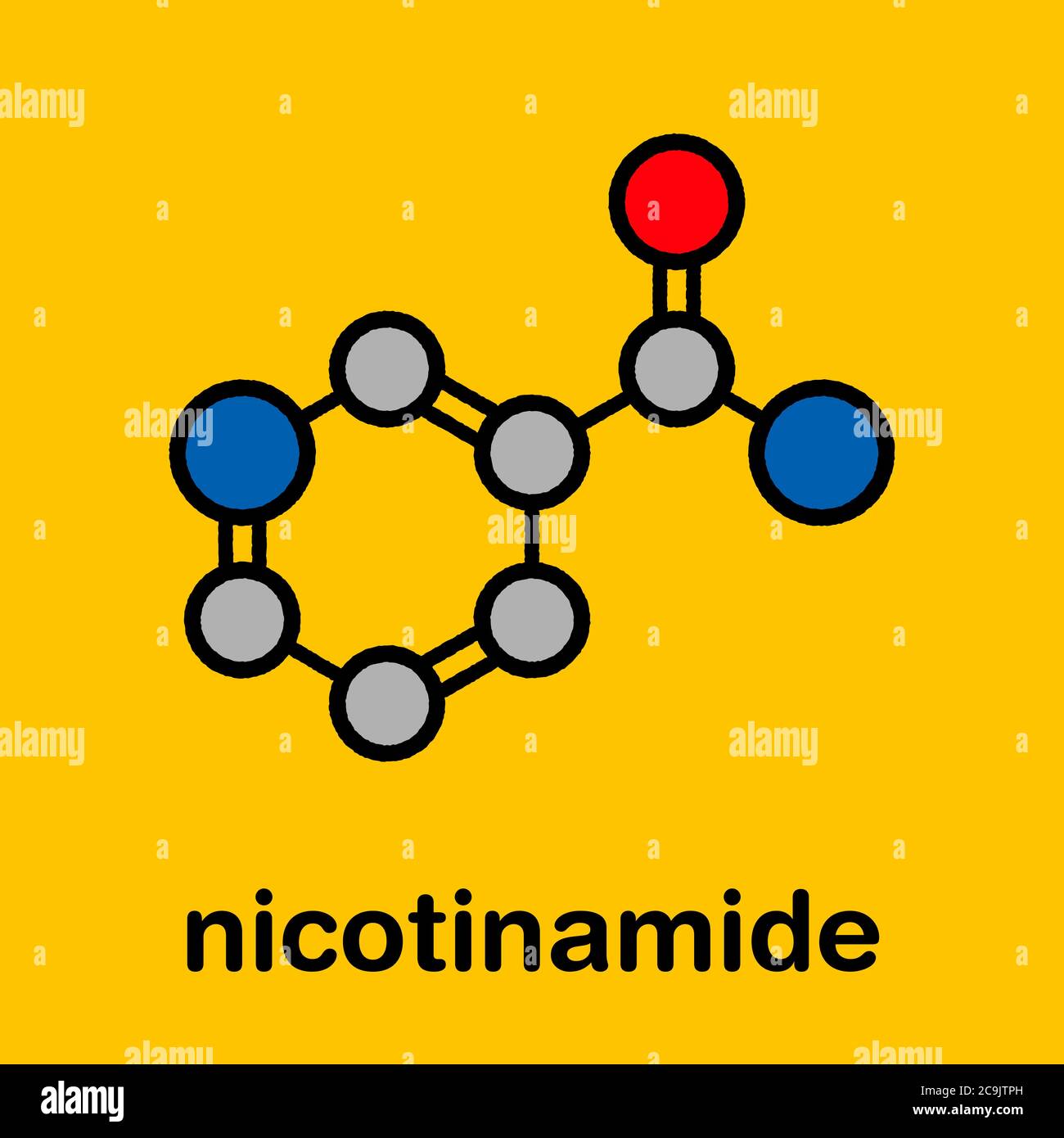 Nicotinamide drug and vitamin molecule. Stylized skeletal formula ...