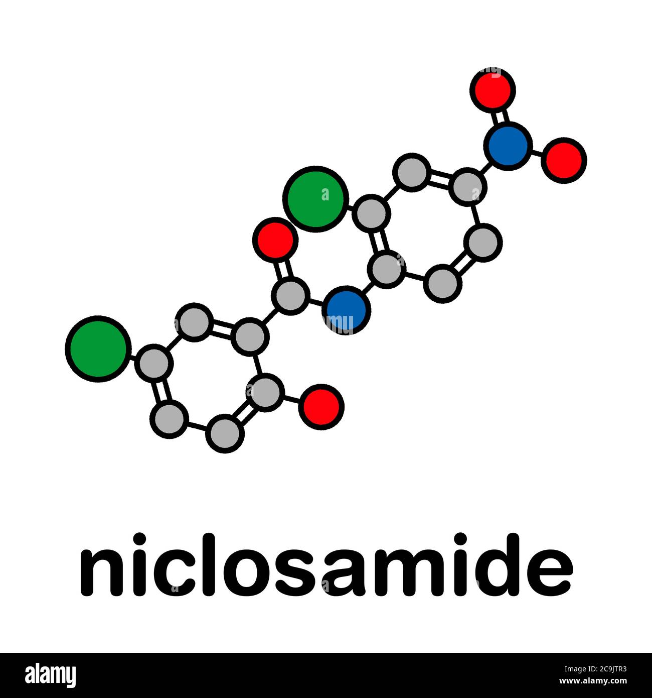 Niclosamide tapeworm drug molecule (anthelmintic). May be useful as ...