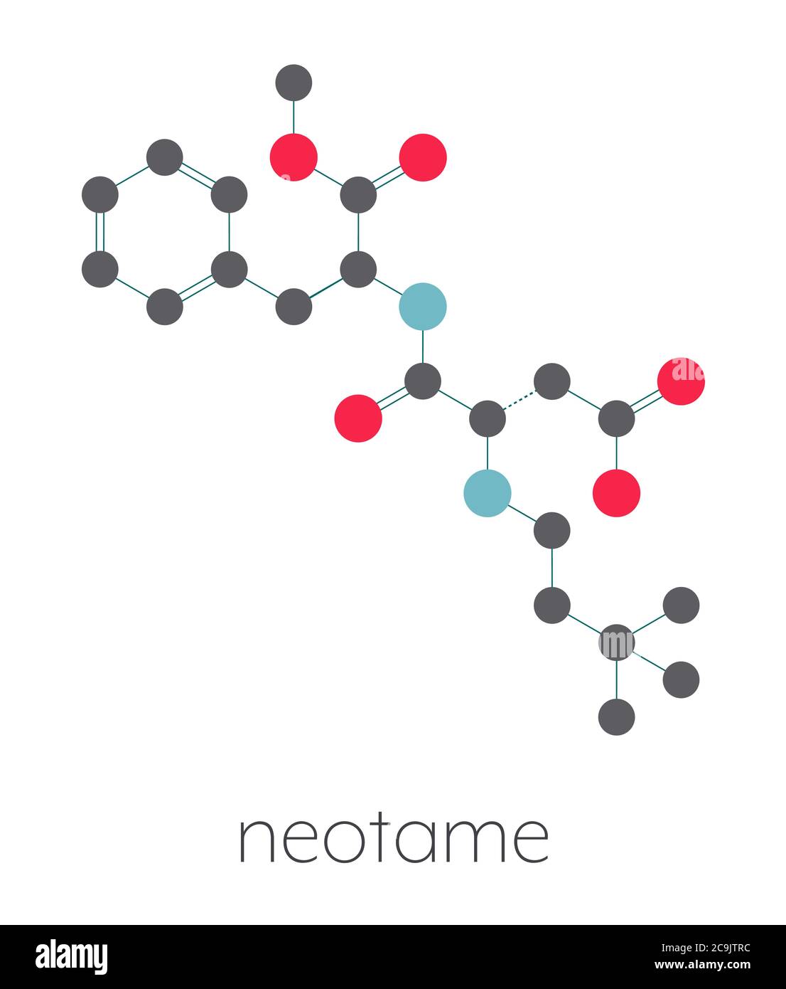 Neotame (E961) sugar substitute molecule. Stylized skeletal formula ...