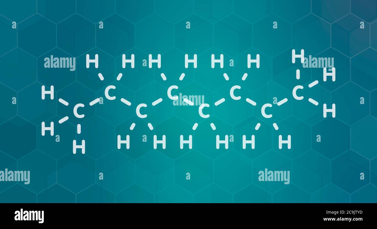Octane hydrocarbon molecule. Component of petrol (gasoline). White ...