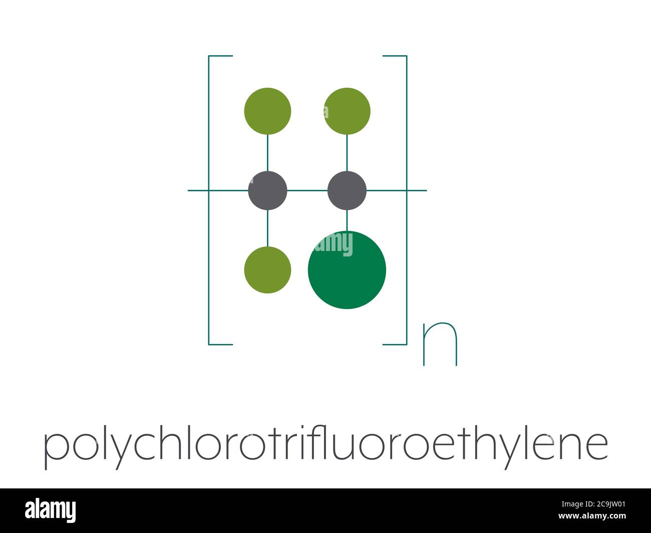 Polychlorotrifluoroethylene (PCTFE) polymer, chemical structure ...