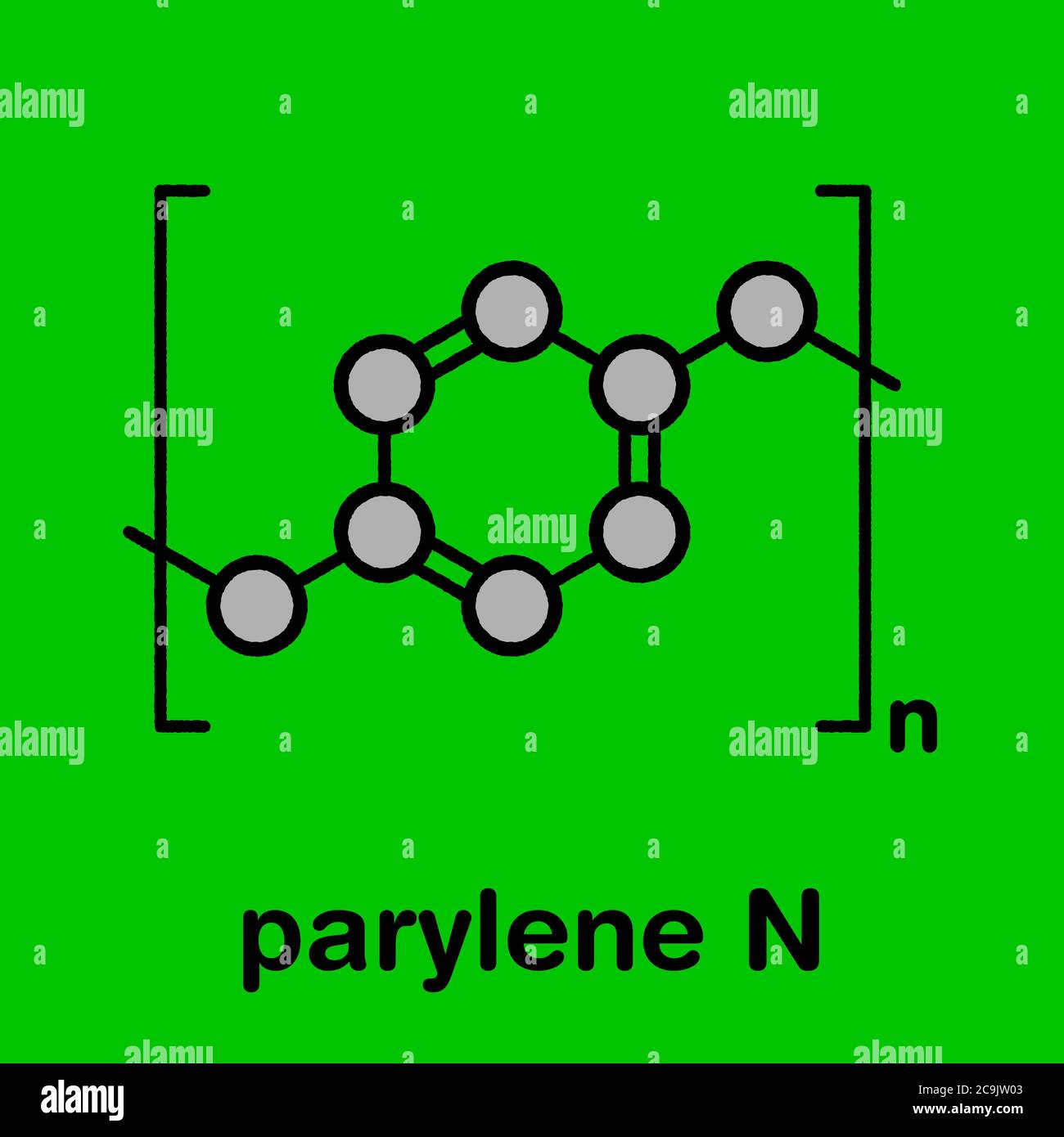 Parylene N polymer, chemical structure. Stylized skeletal formula ...