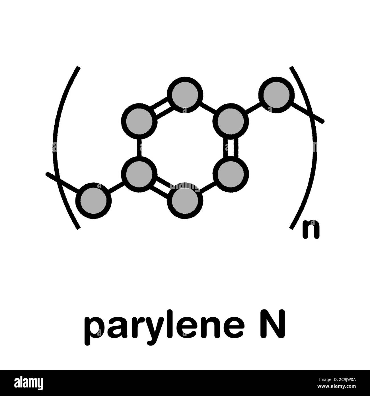 Parylene N polymer, chemical structure. Stylized skeletal formula ...