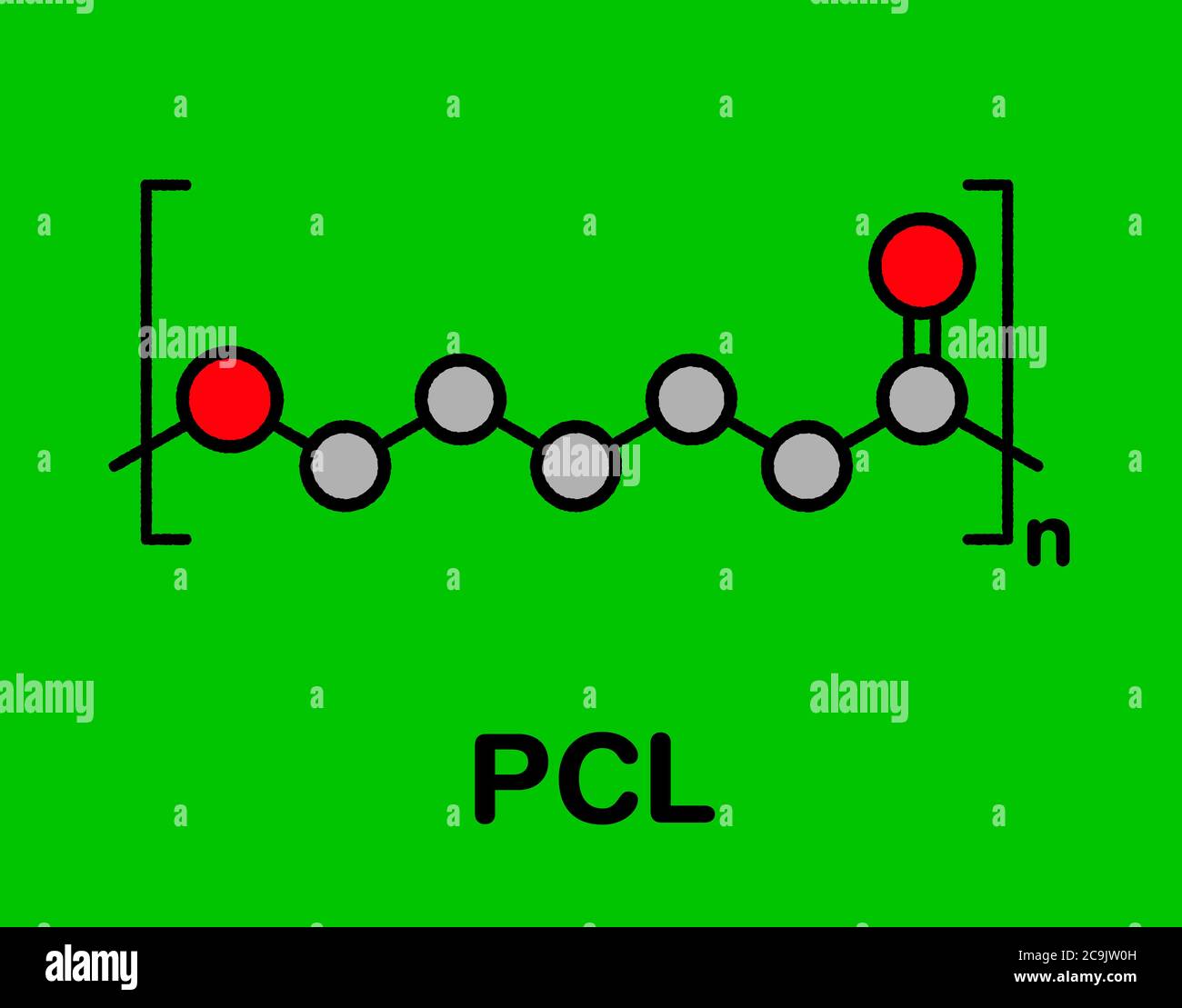 Polycaprolactone (PCL) biodegradable polyester, chemical structure ...
