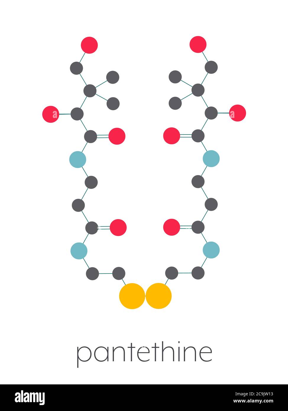Pantethine (dimeric vitamin B5) molecule. Used in dietary supplements ...