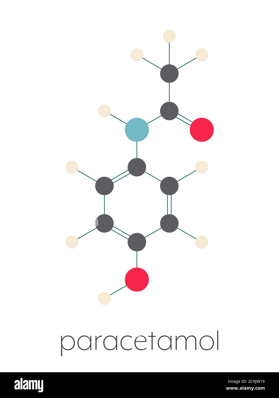 Paracetamol (acetaminophen) analgesic drug molecule. Used to reduce ...