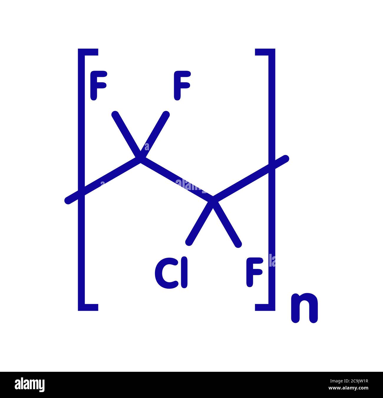 Polychlorotrifluoroethylene (PCTFE) polymer, chemical structure ...