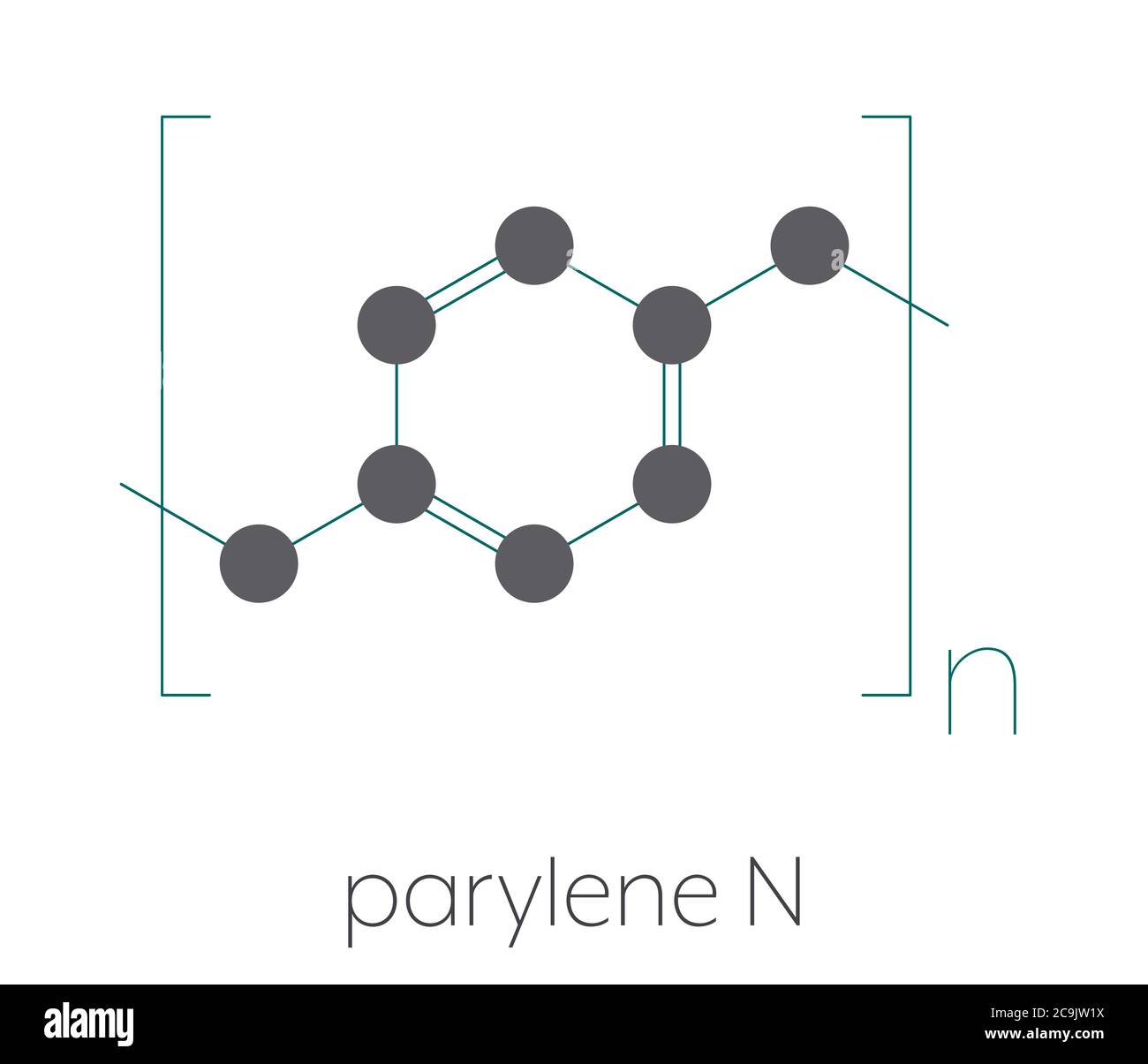 Parylene N polymer, chemical structure. Stylized skeletal formula ...