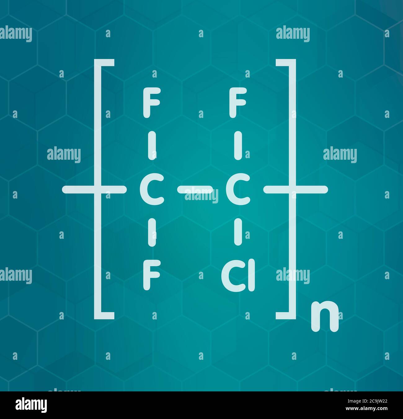 Polychlorotrifluoroethylene (PCTFE) polymer, chemical structure ...