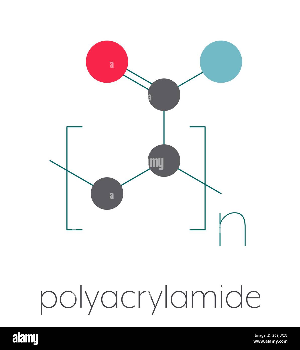 Polyacrylamide (PAM) polymer, chemical structure. Stylized skeletal ...