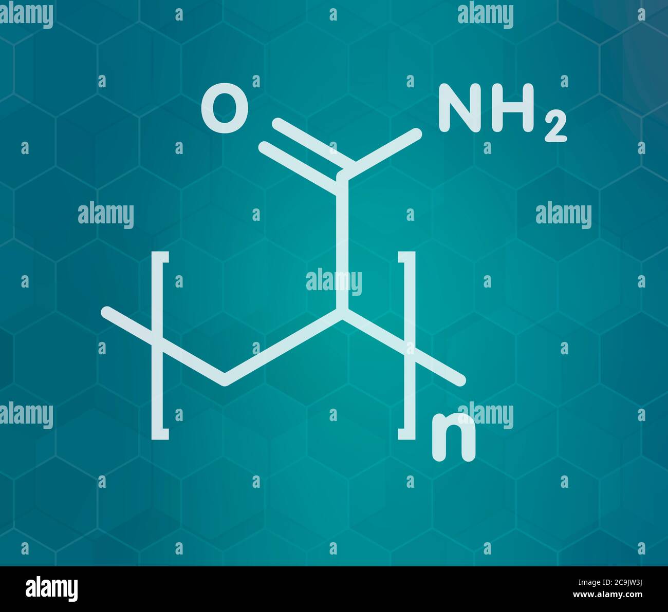 Polyacrylamide (PAM) polymer, chemical structure. White skeletal ...