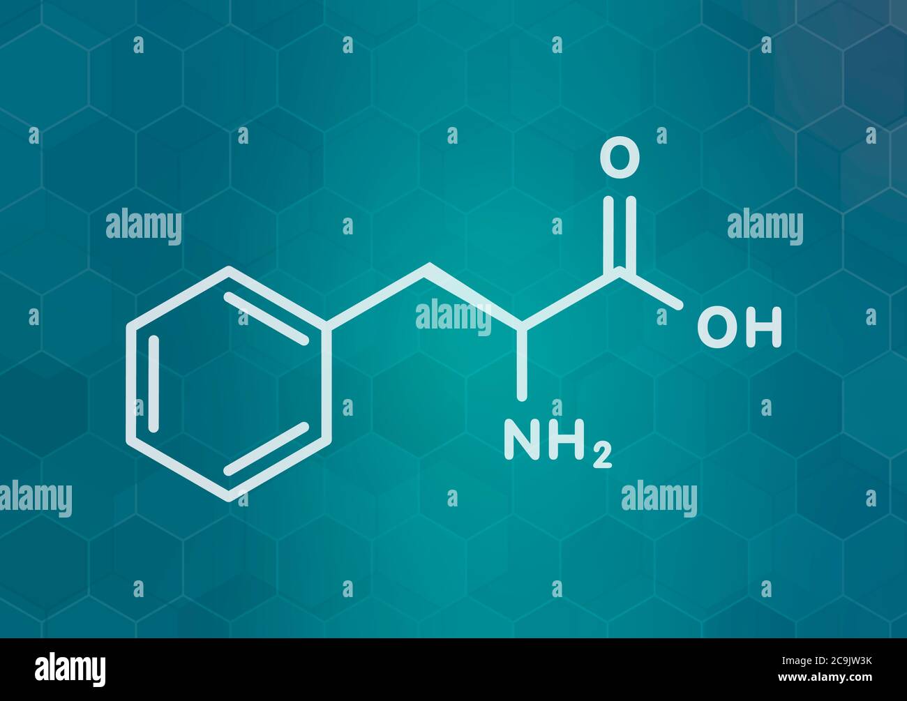 Phenylalanine L Phenylalanine Phe F Amino Acid Molecule White Skeletal Formula On Dark Teal