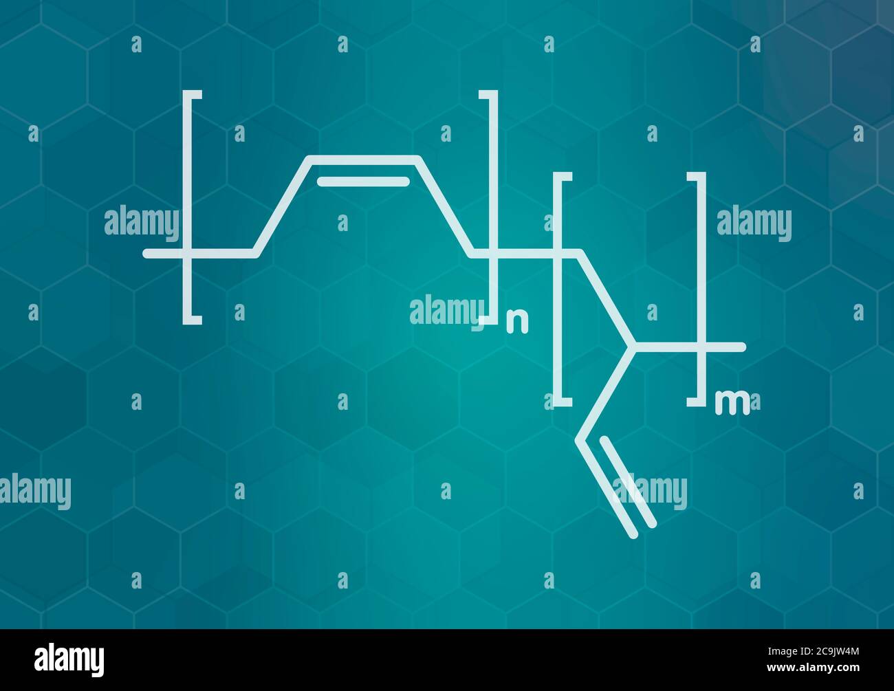 Polybutadiene (butadiene rubber) polymer, chemical structure. Used in ...