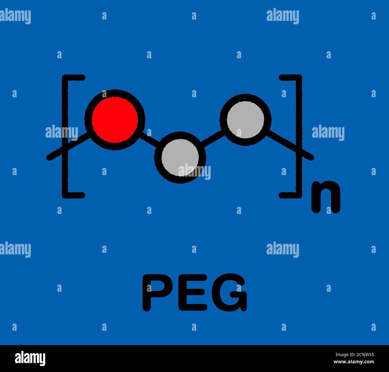 Polyethylene glycol (PEG), chemical structure. Forms of PEG are used as ... Polyethylene glycol (PEG), chemical structure. Forms of PEG are used as ...