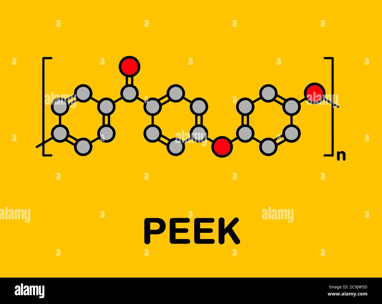 Polyether ether ketone (PEEK) polymer, chemical structure. Stylized ...