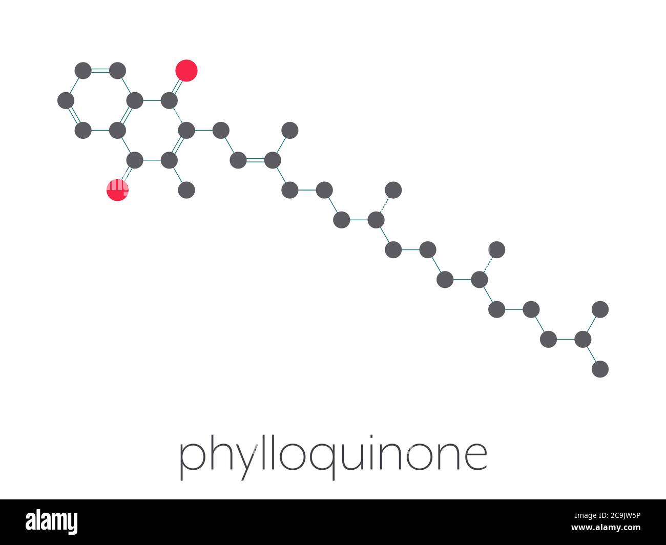 Vitamin K (K1, phylloquinone, phytomenadione) molecule. Stylized ...