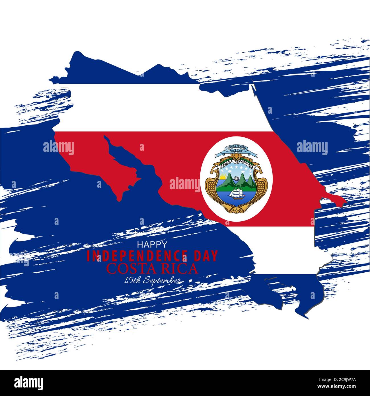Vector Illustration of Costa Rican Flag with typography. 15th September ...