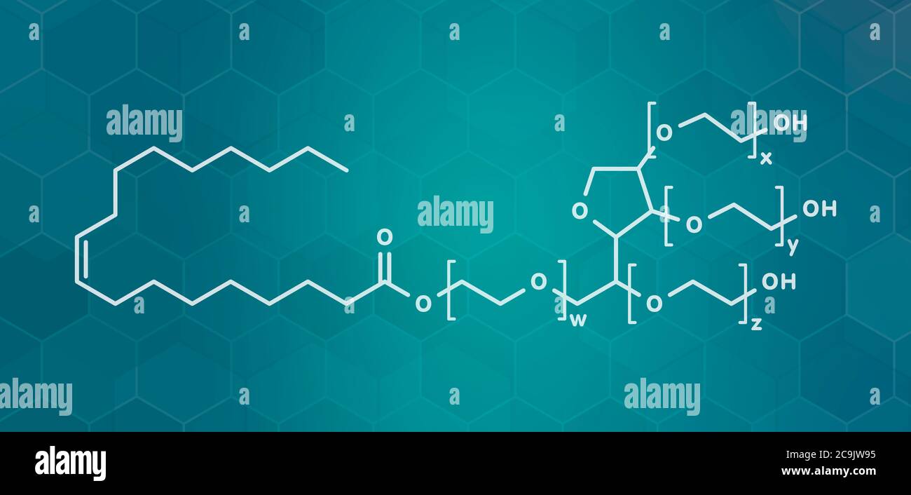 Polysorbate 80 surfactant and emulsifier molecule. Used in food (E433 ...