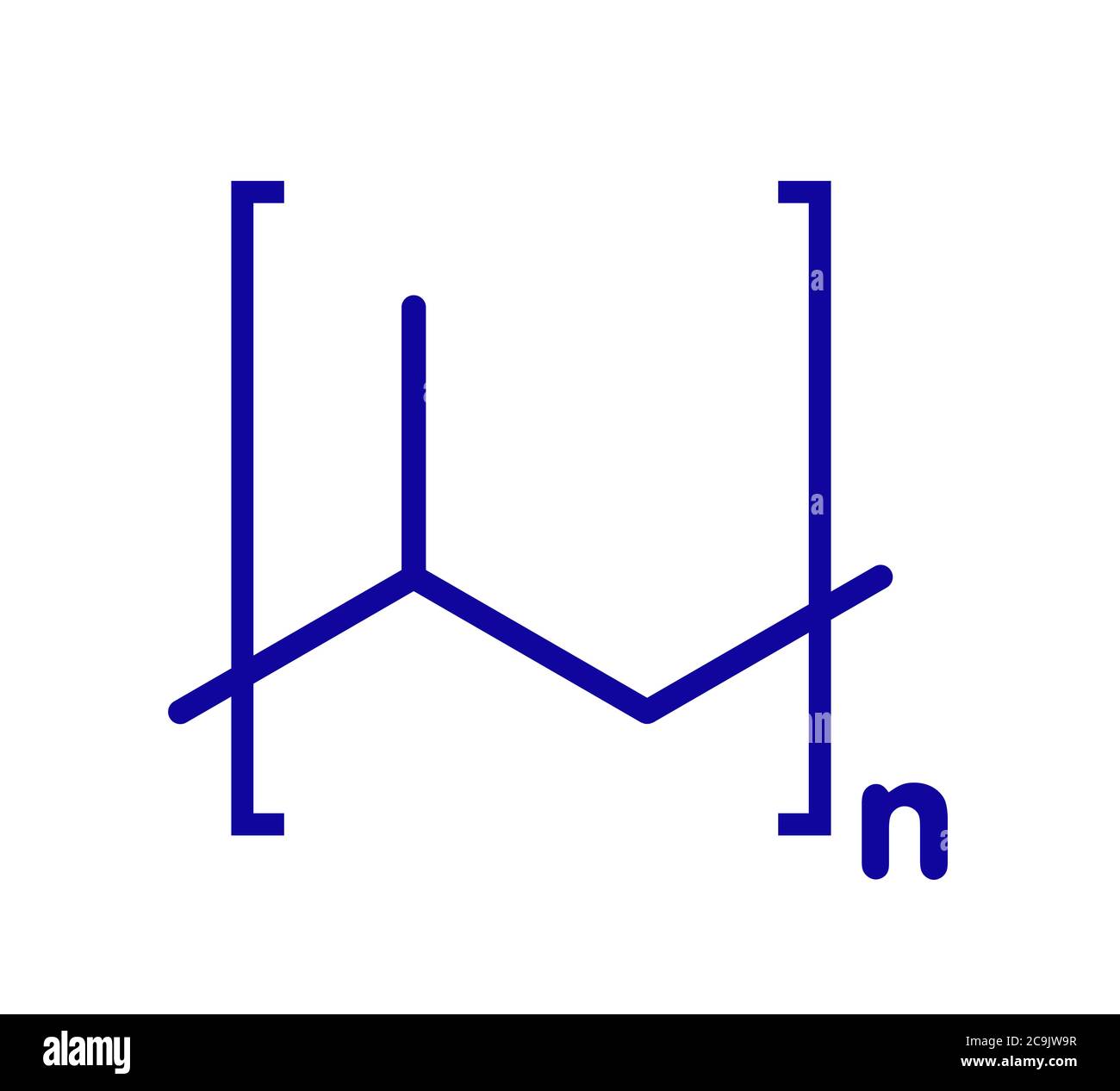 Polypropylene Polypropene Pp Plastic Chemical Structure Blue Skeletal Formula On White 