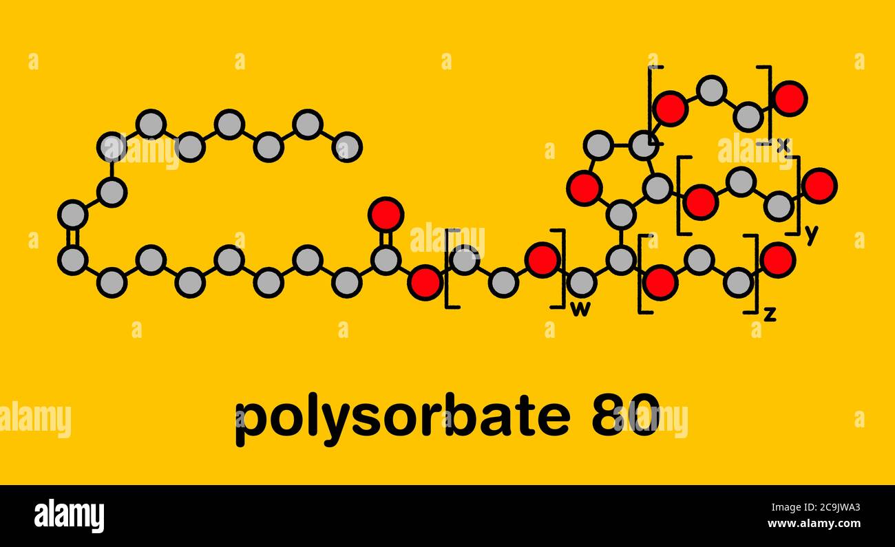 Polysorbate 80 surfactant and emulsifier molecule. Used in food (E433 ...
