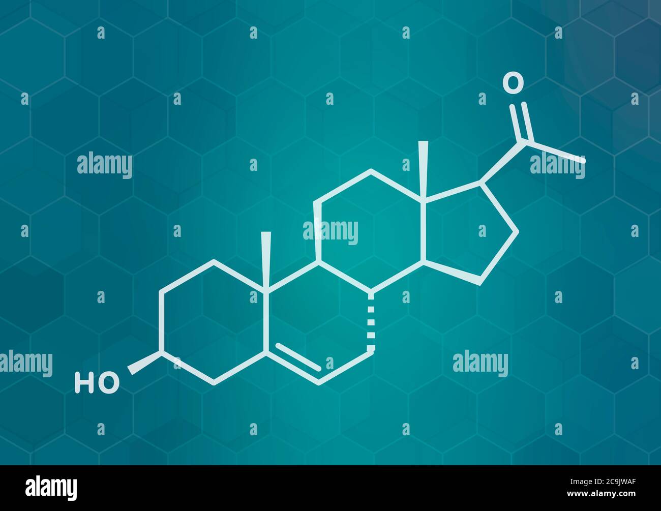 Pregnenolone neurosteroid and prohormone molecule, chemical structure ...