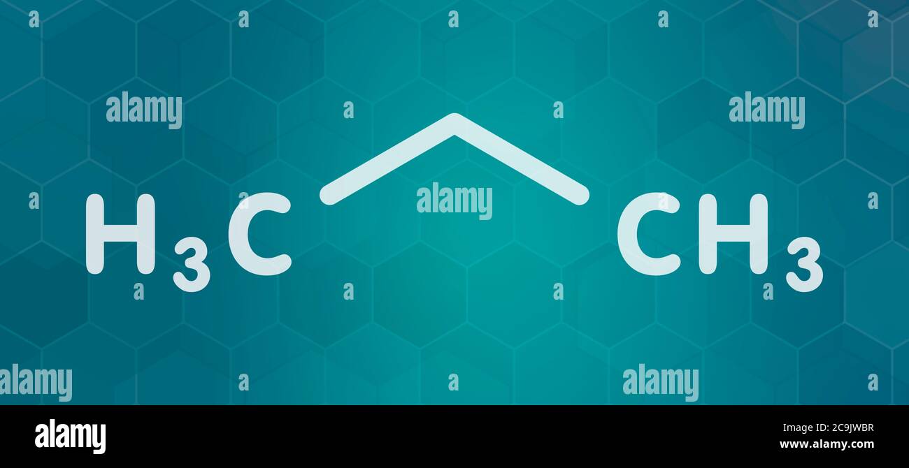 Propane hydrocarbon molecule. Alkane used as fuel in portable stoves ...