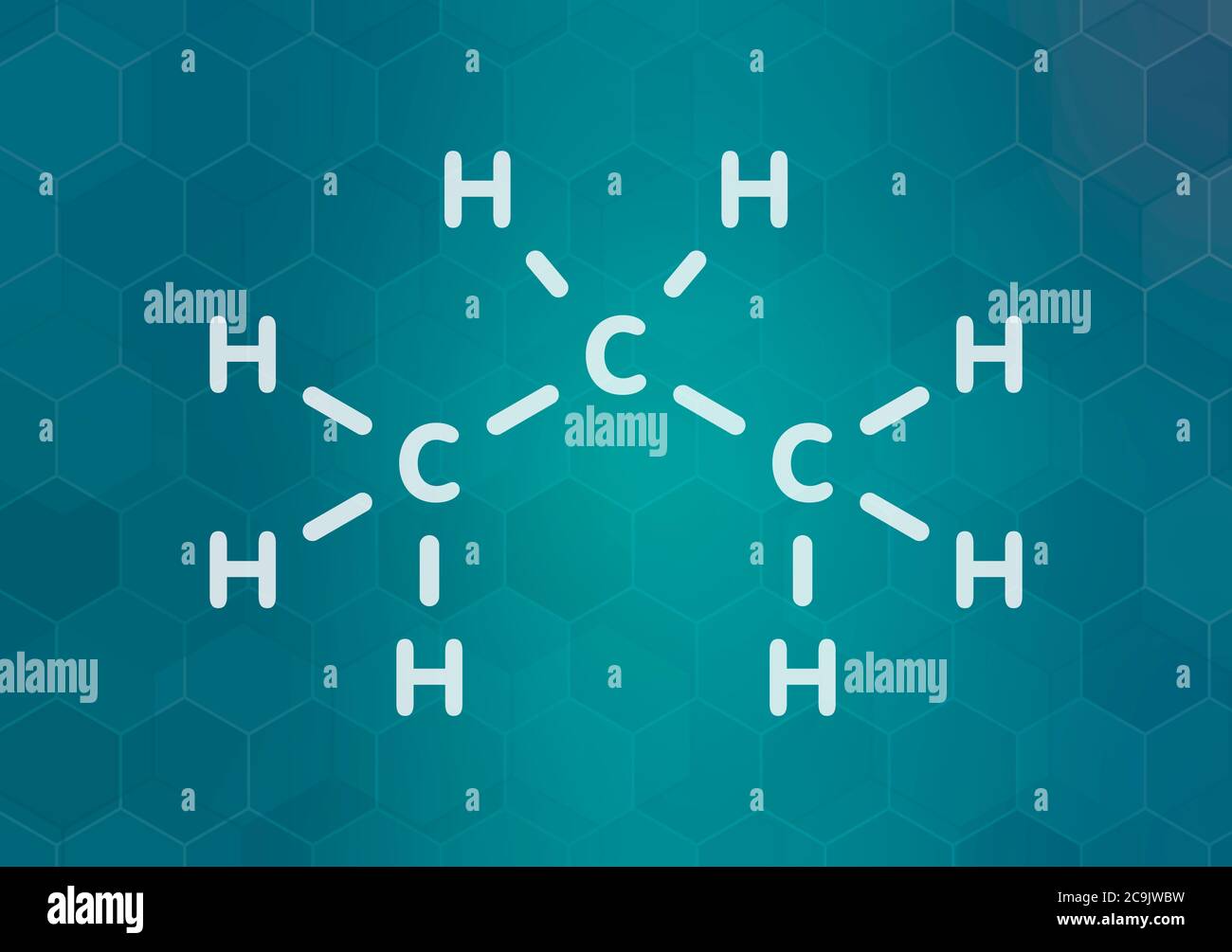 Propane hydrocarbon molecule. Alkane used as fuel in portable stoves ...