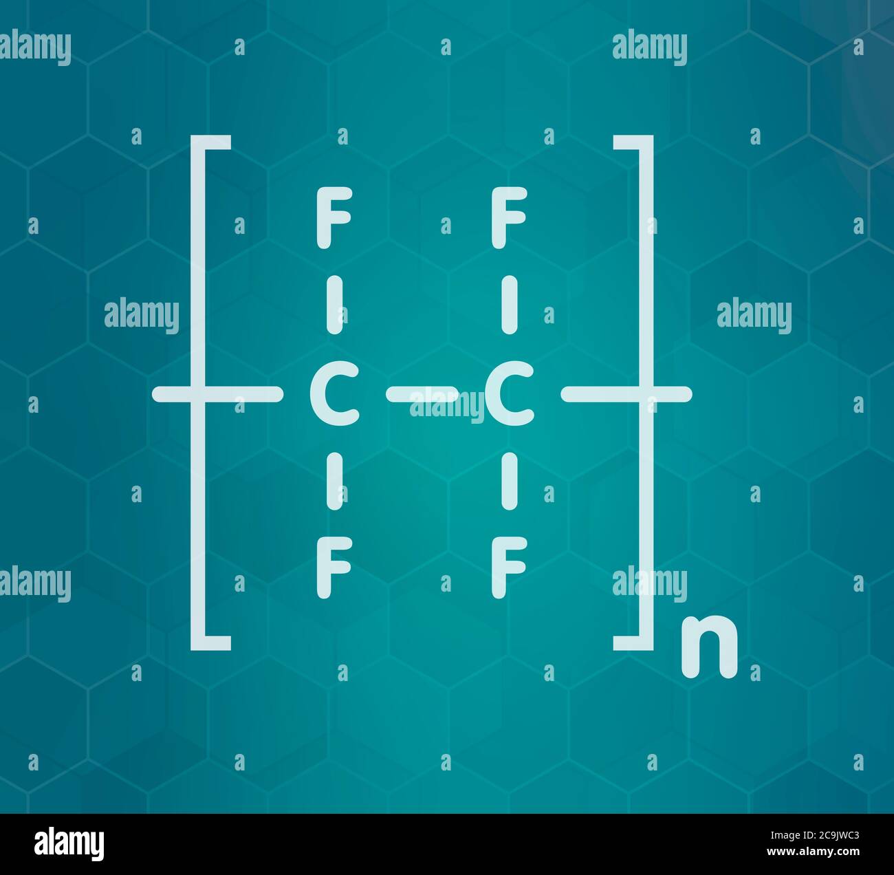 Polytetrafluoroethylene (PTFE) polymer, chemical structure. Used as ...