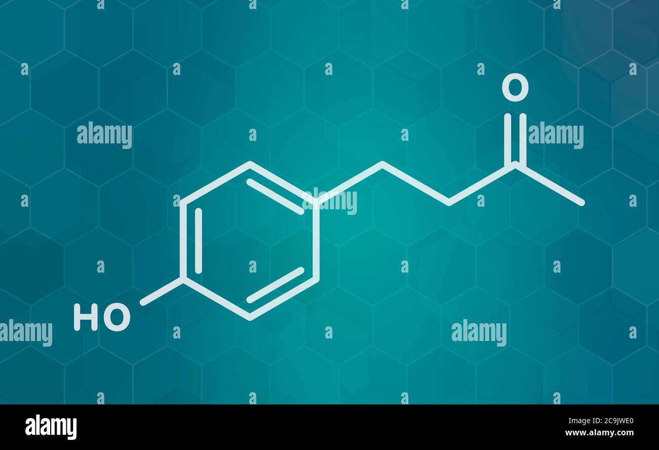 Raspberry ketone molecule. Primary aroma compound of raspberries. Used ...