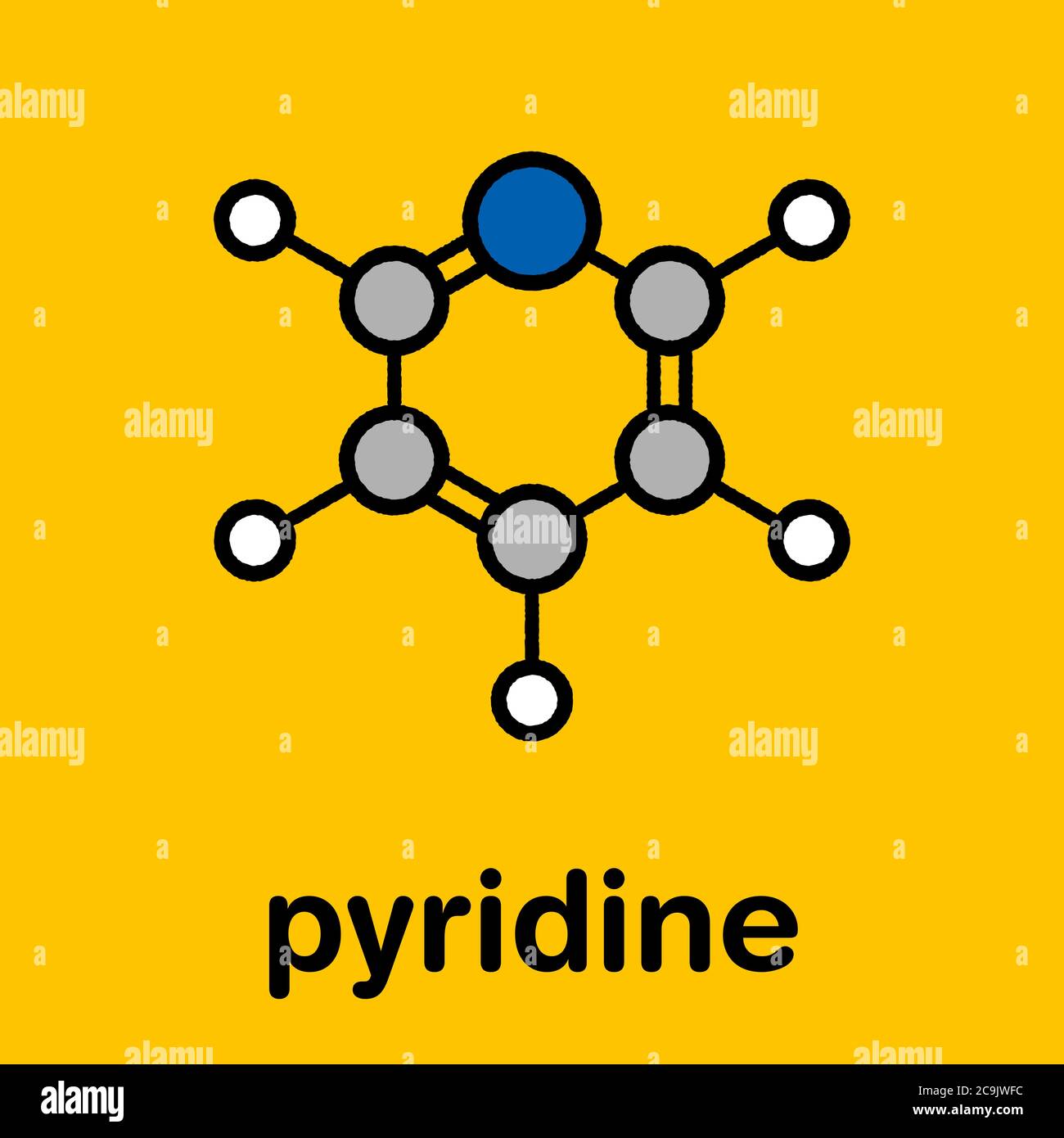 Pyridine chemical solvent and reagent molecule hi-res stock photography ...