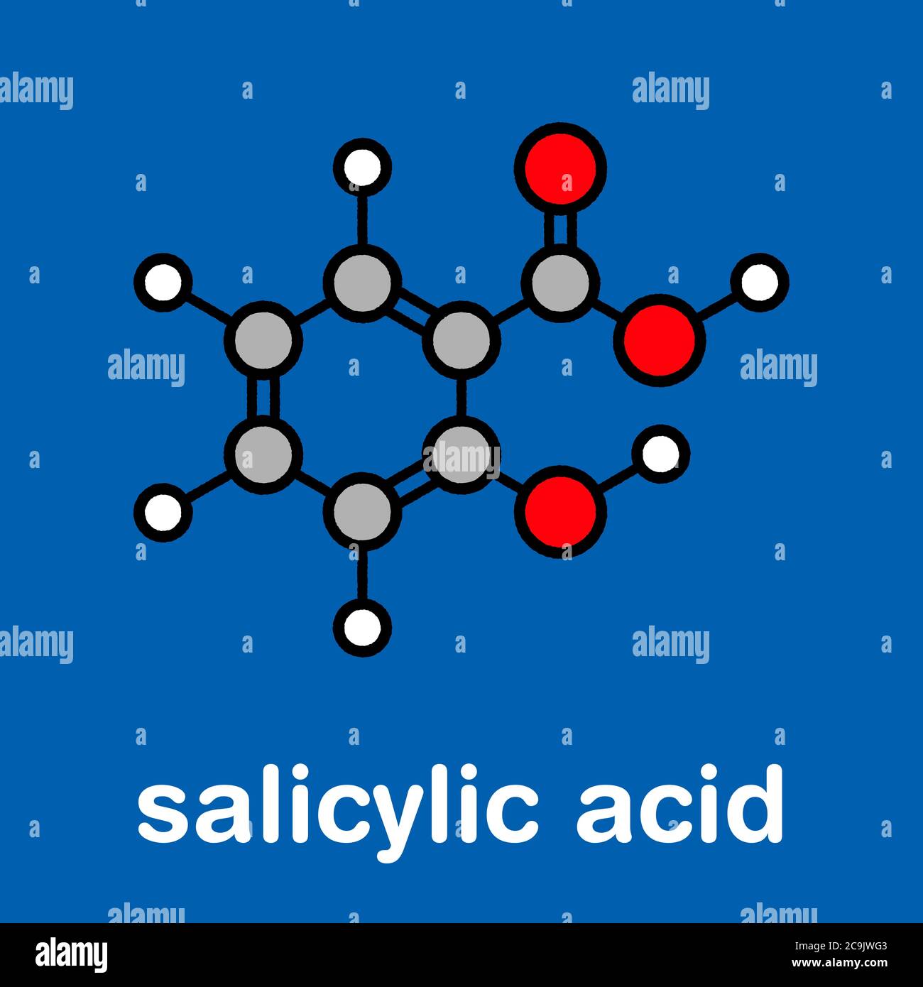 Salicylic acid molecule. Used in cosmetics, in dermatological medicines ...