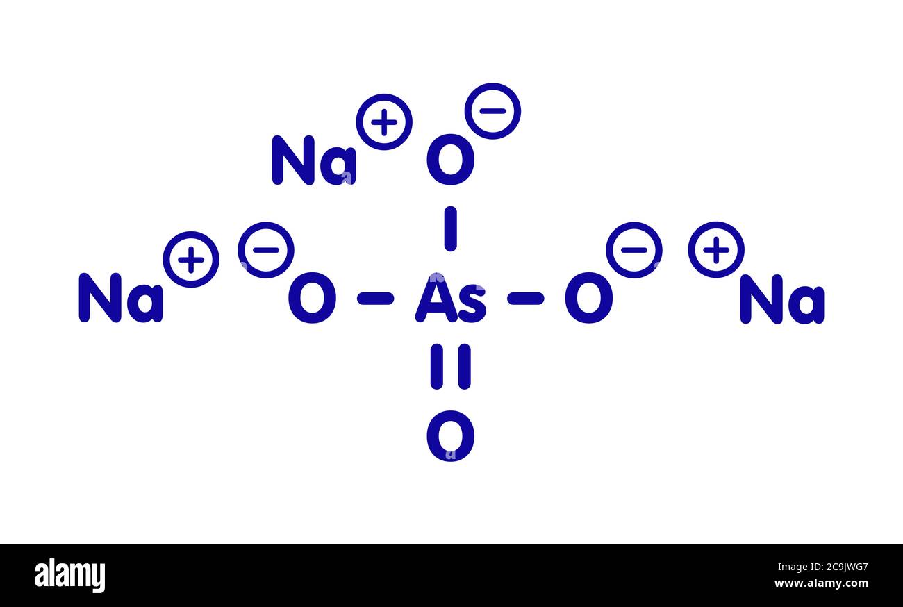 Sodium arsenate salt, chemical structure. Blue skeletal formula on ...