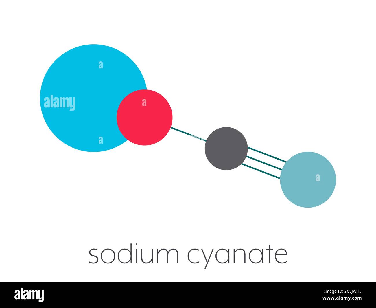 Sodium cyanate, chemical structure. Stylized skeletal formula (chemical ...