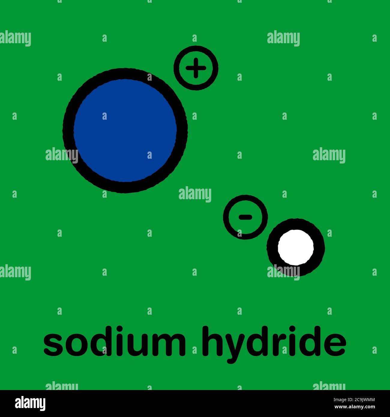Sodium hydride, chemical structure. Stylized skeletal formula (chemical ...
