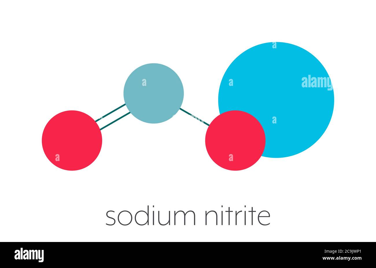 Sodium nitrite, chemical structure. Used in the curing of meat ...