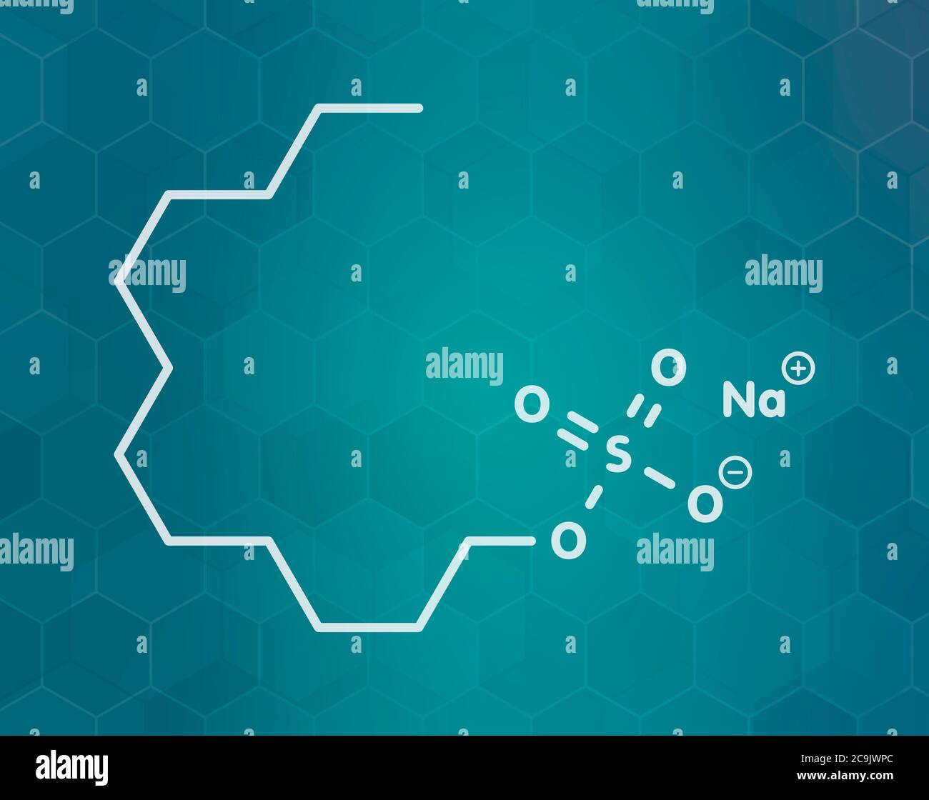 Sodium dodecyl sulfate (SDS, sodium lauryl sulfate) surfactant molecule ...