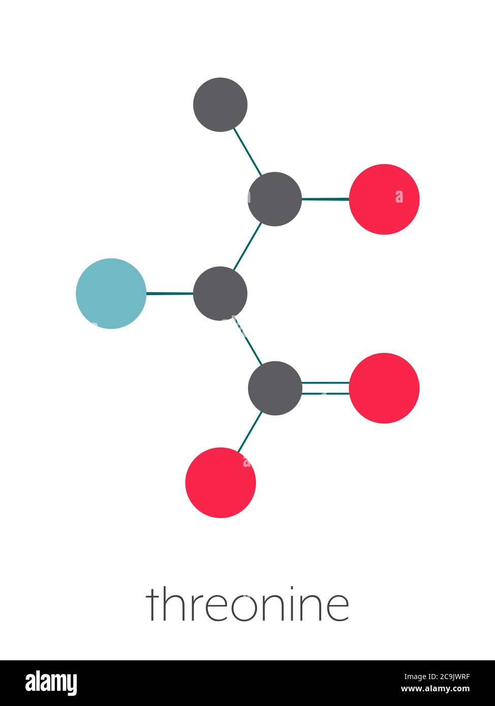 Threonine (l-threonine, Thr, T) amino acid molecule. Stylized skeletal ...