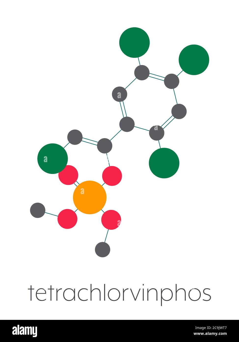 Tetrachlorvinphos organophosphate insecticide molecule. Stylized ...