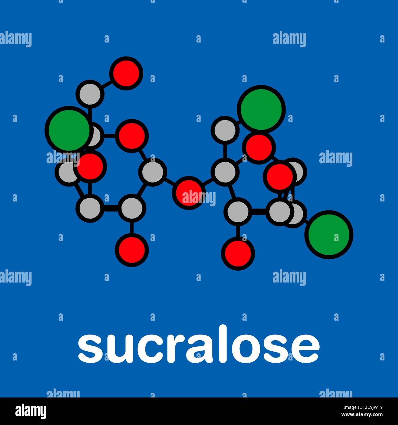Sucralose artificial sweetener molecule. Used as sugar substitute ...
