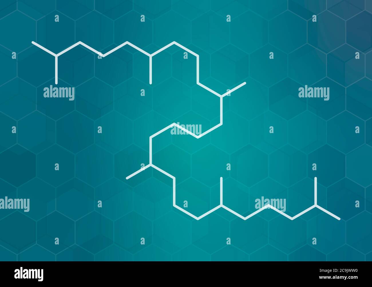 Squalane molecule. Saturated compound, derived from squalene. Used in ...