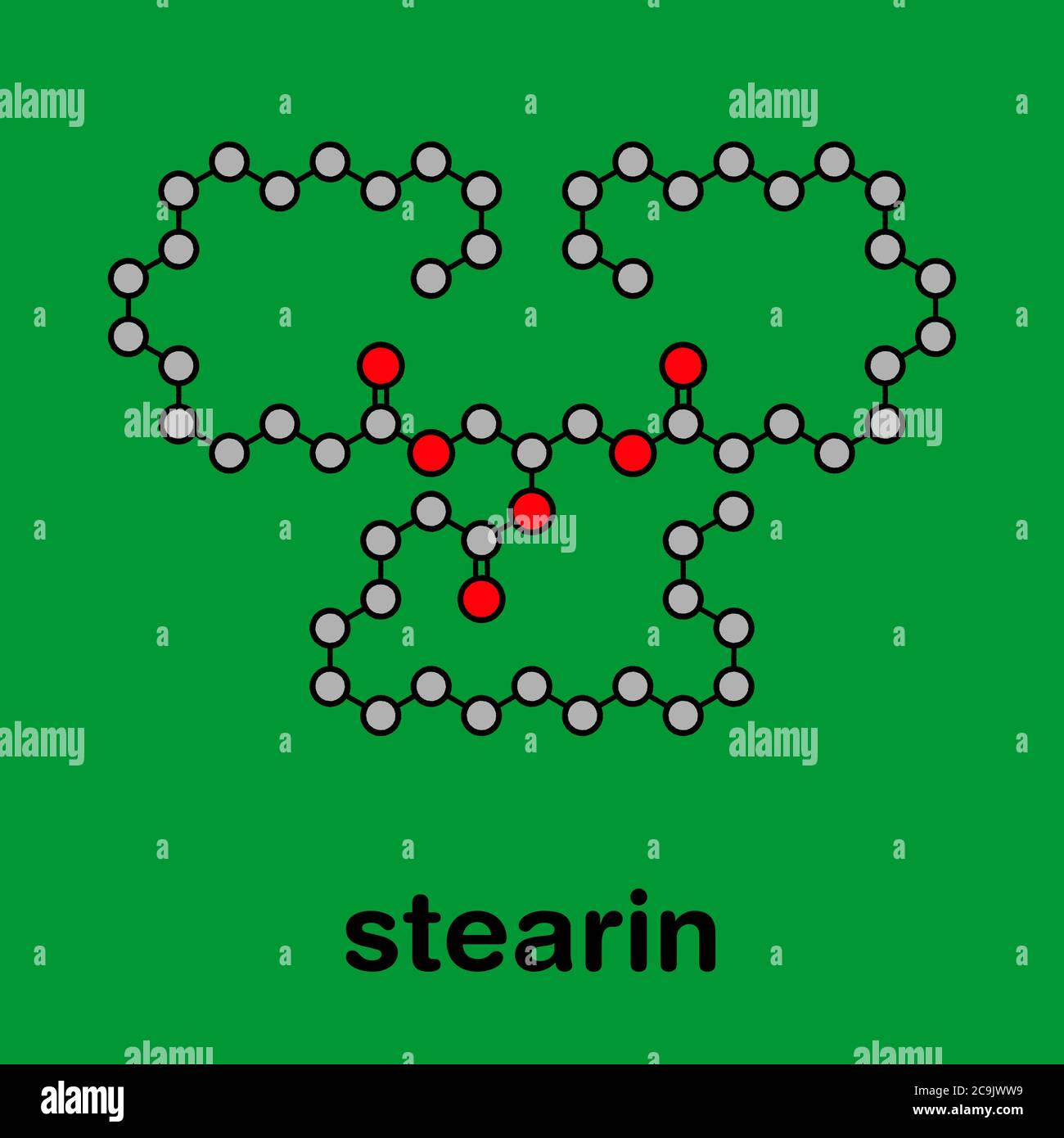 Stearin saturated fat molecule: triglyceride composed of glycerol and 3 ... Stearin saturated fat molecule: triglyceride composed of glycerol and 3 ...