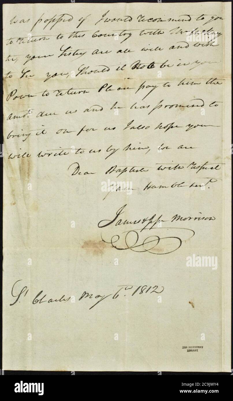 James Morrison statement of account, rendered to Baptiste LaLande, 1812 ...