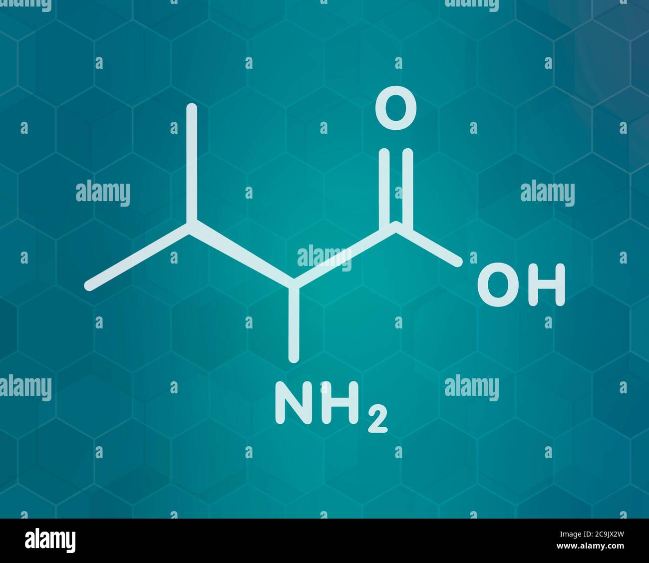 Valine (l-valine, Val, V) amino acid molecule. White skeletal formula ...