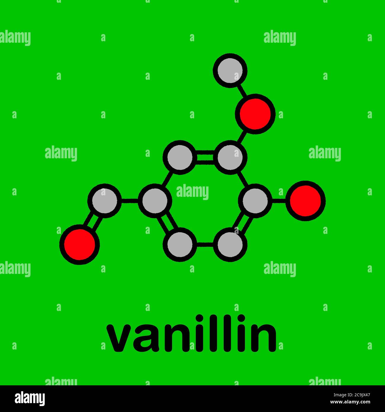 Vanillin vanilla extract molecule. Stylized skeletal formula (chemical ...